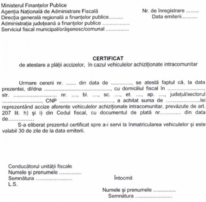 Documente si taxe pentru inmatricularea autovehiculelor din strainatate ...